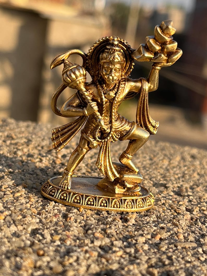 Mini Brass Hanuman Statue | Handcrafted Pocket Temple Murti - Etsy