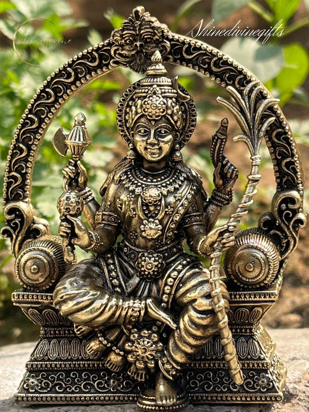 Brass Tripura Sundari Statue: Hindu Goddess Idol for Home Temple (4 ...