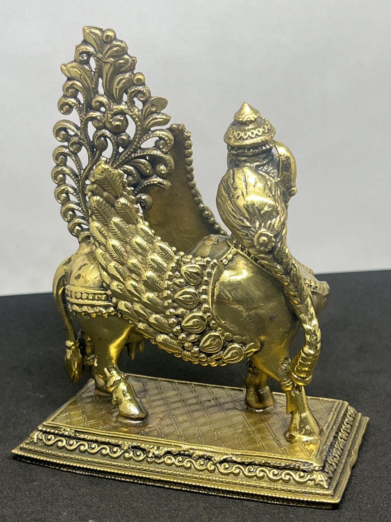 Brass Kamadhenu Statue: Sacred Indian Cow Figurine, Pooja Idol - Etsy