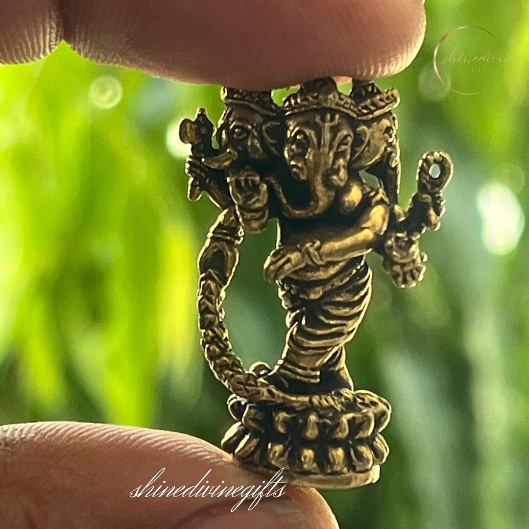 Three-faced Ganesha Brass Idol |dancing Trimukhi Ganapati Statue ...