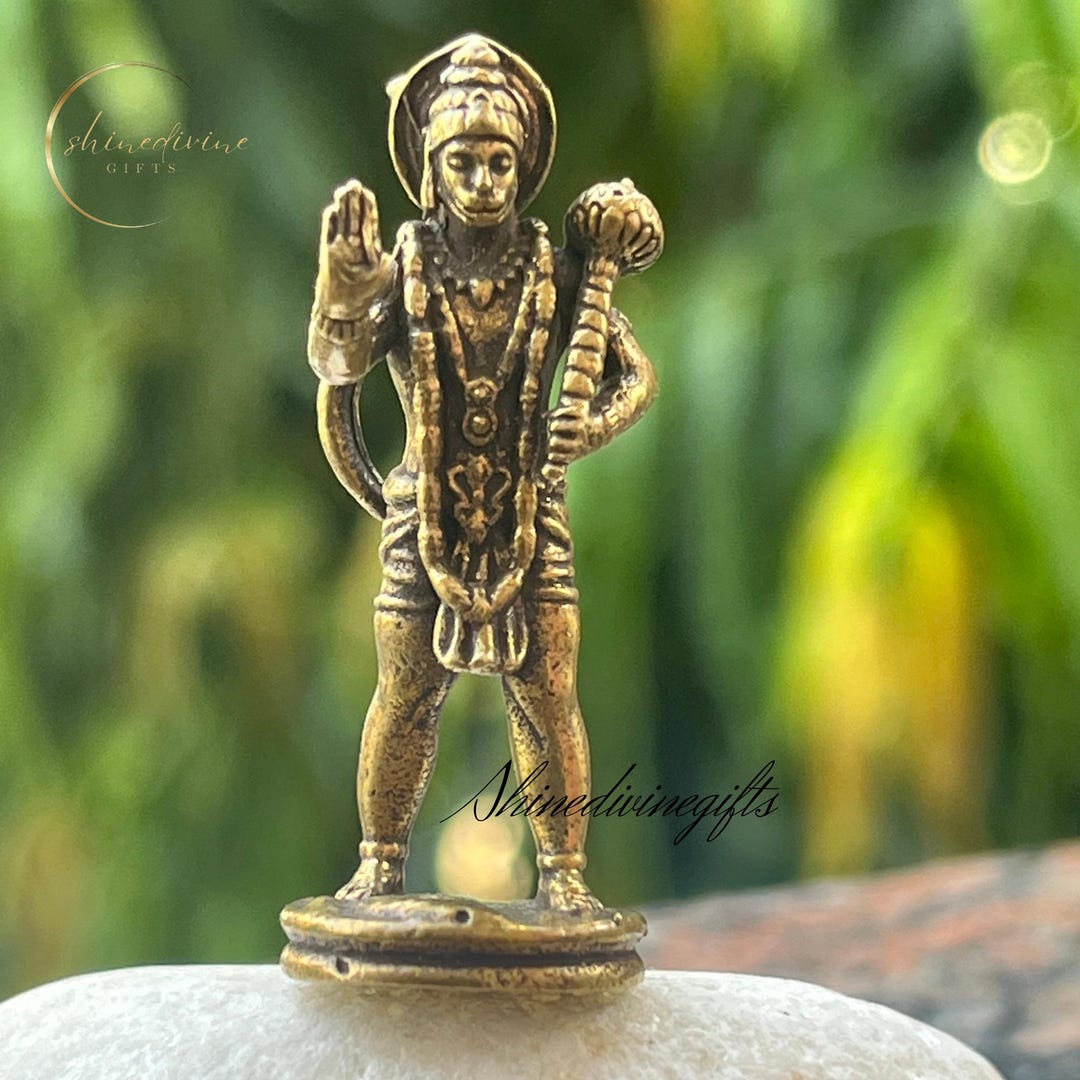 Miniature Brass Hanuman Idol: Hindu God Bajrangbali Murti - Etsy Canada