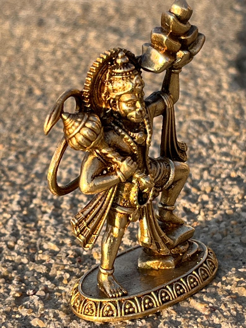 Mini Brass Hanuman Statue | Handcrafted Pocket Temple Murti - Etsy