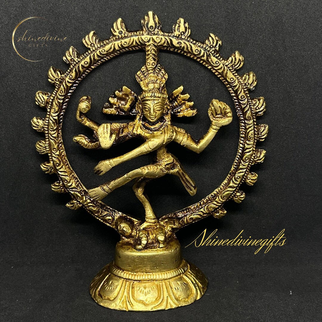Brass Dancing Shiva Nataraja Statue: Hindu Temple Decor, Yoga Altar, 5 ...