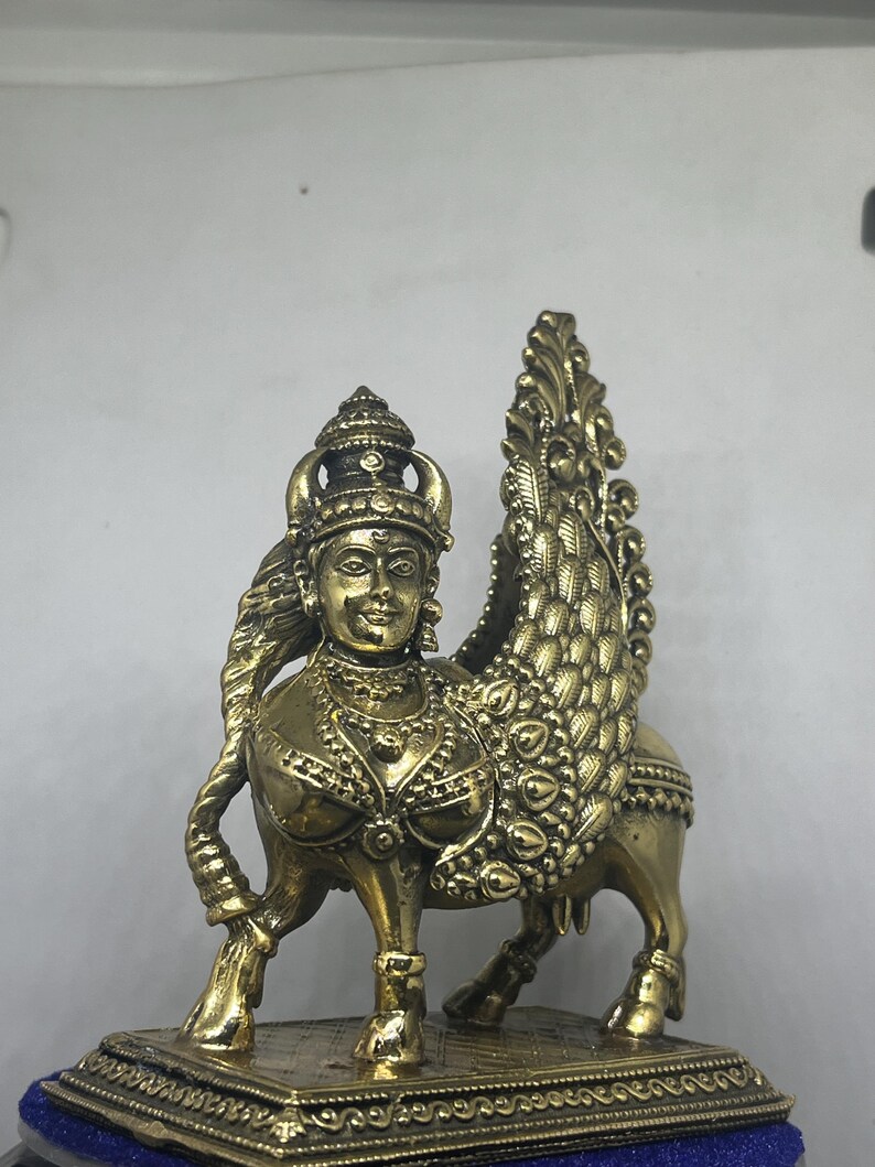 Brass Kamadhenu Statue: Sacred Indian Cow Figurine, Pooja Idol - Etsy