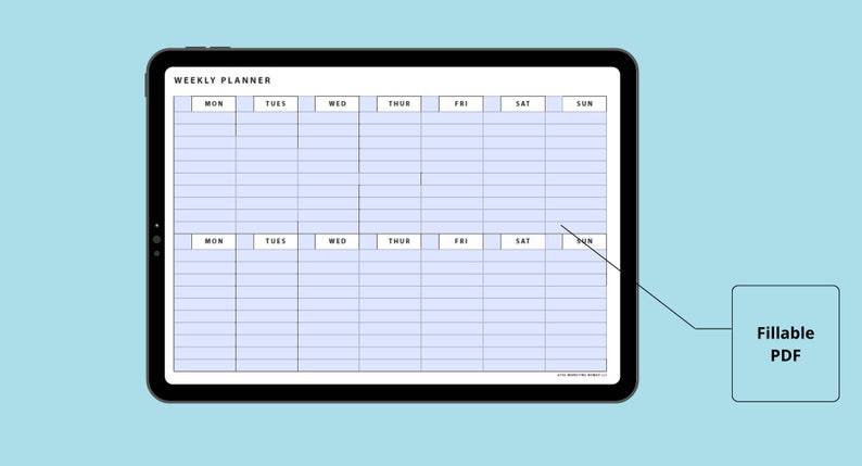 Two Week Planner, Printable, Fillable, Lined, Double Rowed, Mon/sun ...