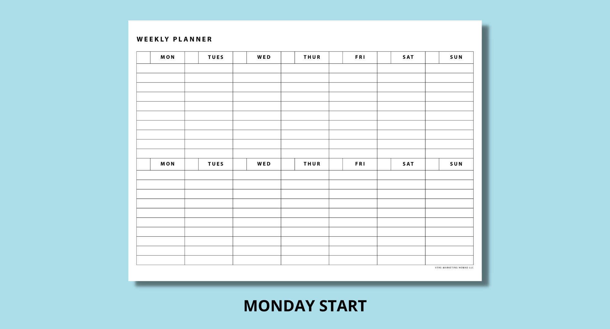 Two Week Planner, Printable, Fillable, Lined, Double Rowed, Mon/sun ...
