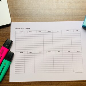 Two Week Planner, Printable, Fillable, Lined, Double Rowed, Mon/sun ...