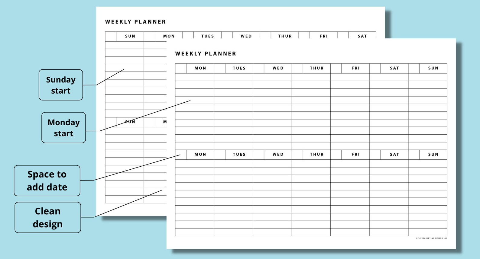 Two Week Planner, Printable, Fillable, Lined, Double Rowed, Mon/sun ...