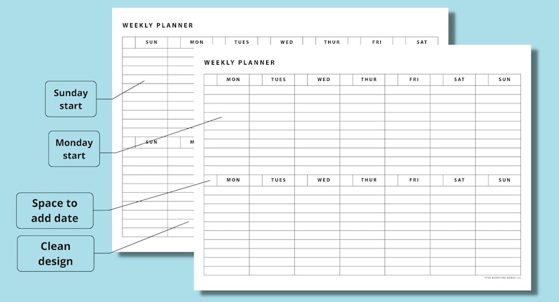 Two Week Planner, Printable, Fillable, Lined, Double Rowed, Mon/sun ...