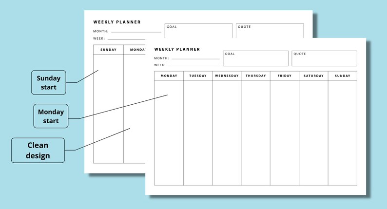 Weekly Planner, Printable, Fillable, Weekly Tasks, Mon/sun Start ...