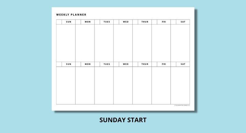 Two Week Planner, Printable, Fillable, Boxed, Double Rowed, Mon/sun ...