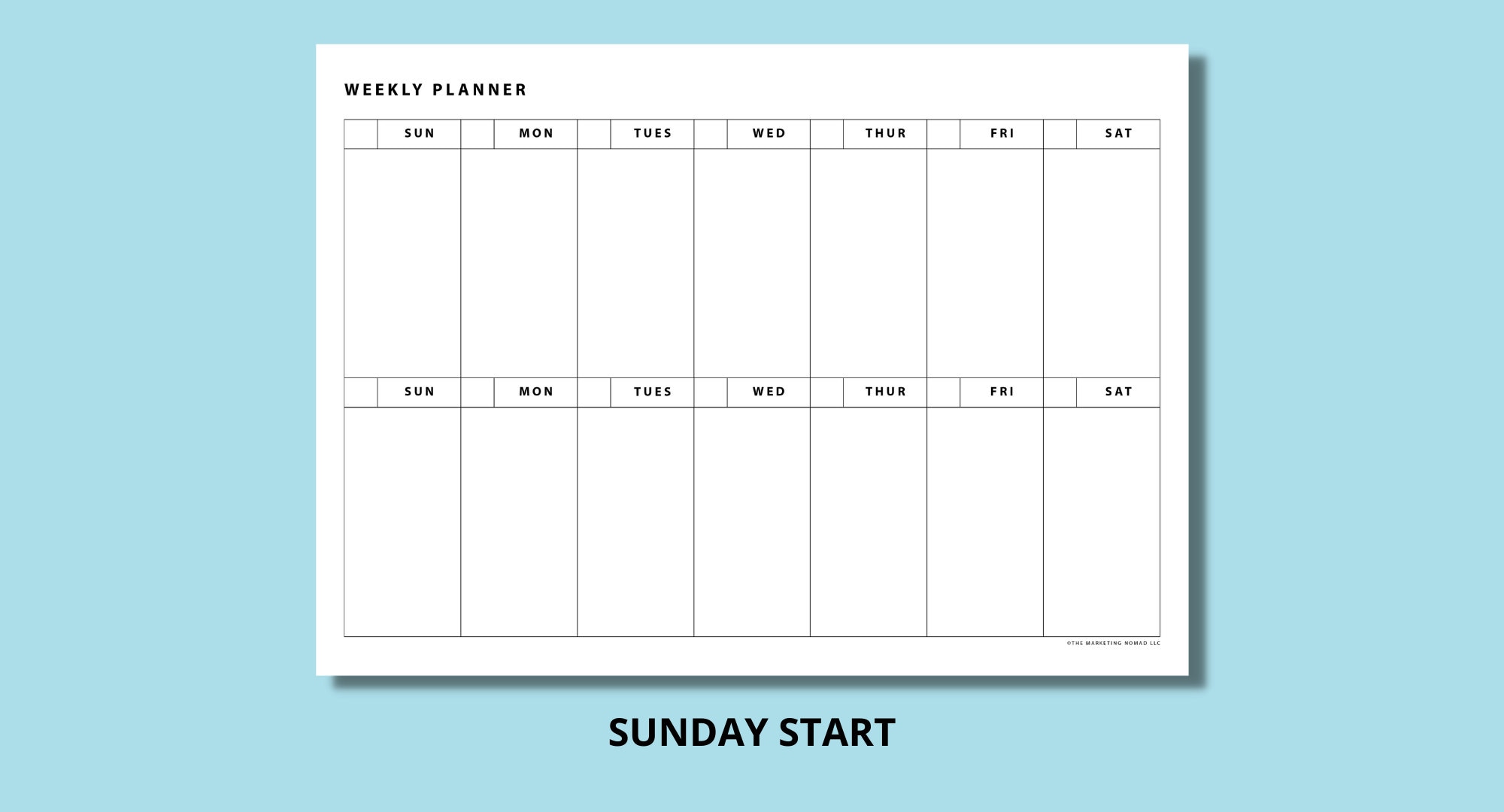Two Week Planner, Printable, Fillable, Boxed, Double Rowed, Mon/sun ...
