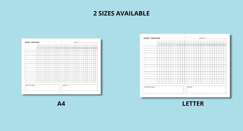 Monthly Habit Tracker, Printable, Fillable, Landscape, Productivity ...