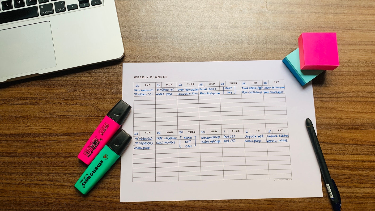 Two Week Planner, Printable, Fillable, Lined, Double Rowed, Mon/sun ...