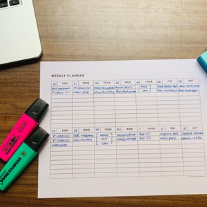 Two Week Planner, Printable, Fillable, Lined, Double Rowed, Mon/sun ...