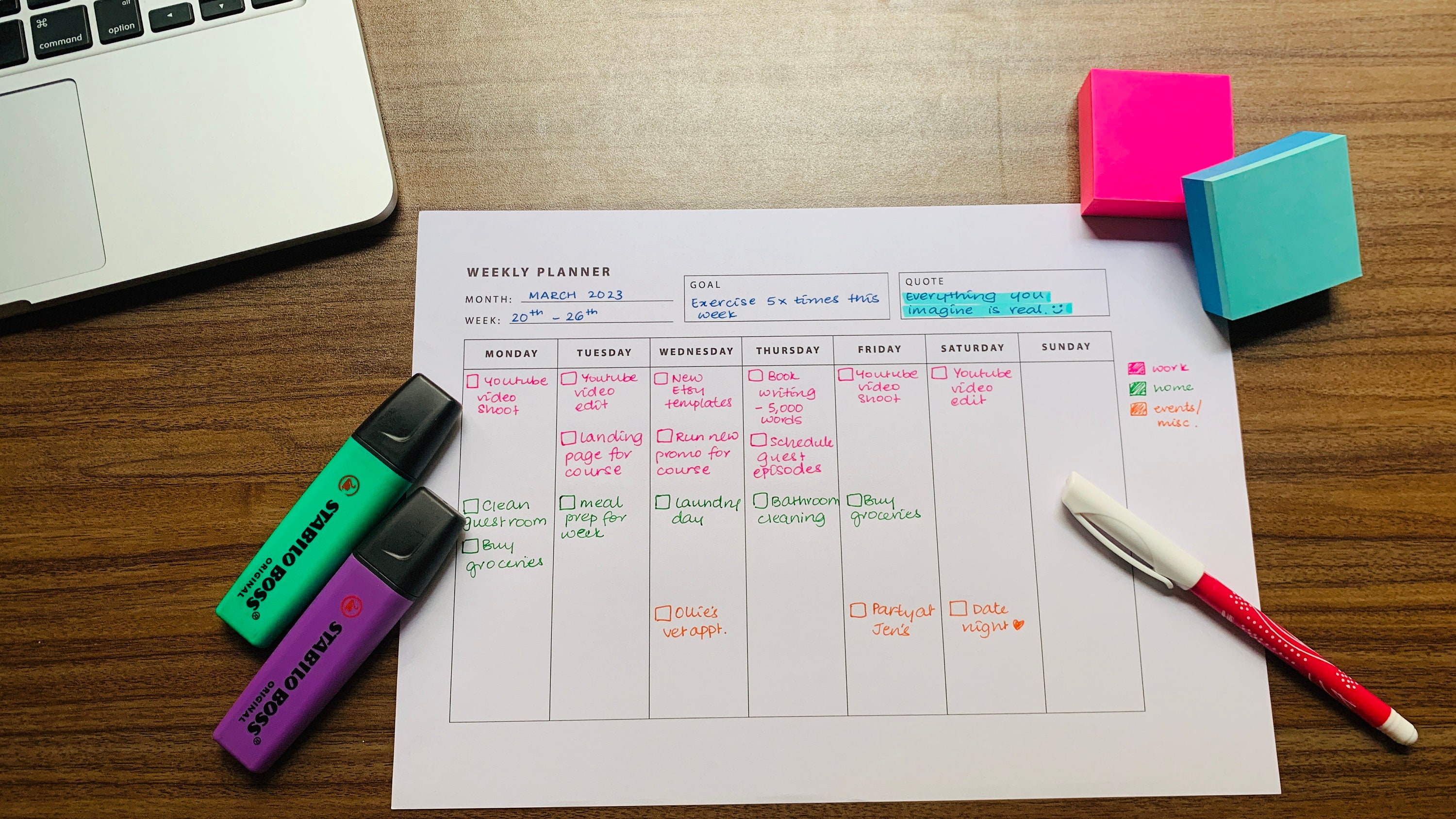 Weekly Planner, Printable, Fillable, Weekly Tasks, Mon/sun Start ...