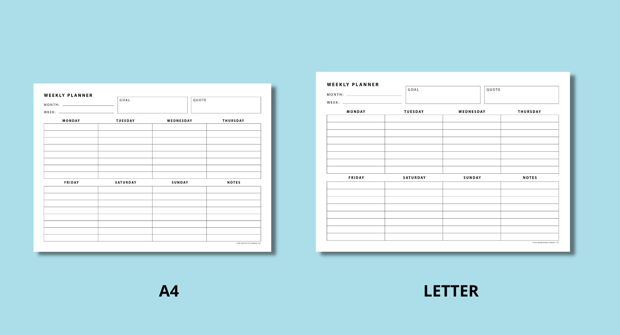 Weekly Planner, Printable, Fillable, Weekly Tasks, Double Rowed, Mon ...