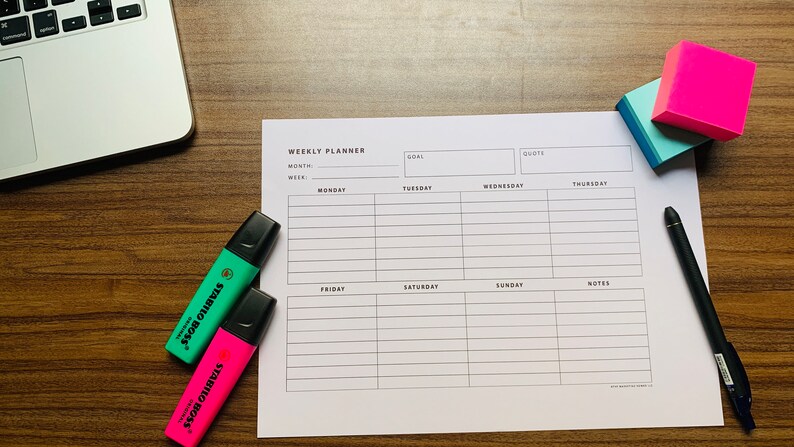 Weekly Planner, Printable, Fillable, Weekly Tasks, Double Rowed, Mon ...