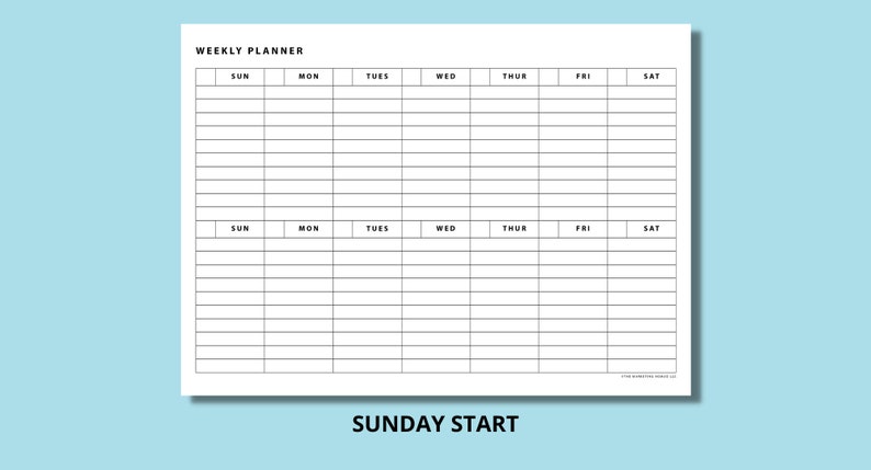 Two Week Planner, Printable, Fillable, Lined, Double Rowed, Mon/sun ...