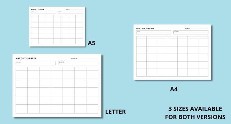 Monthly Planner, Printable, Fillable, No Days Filled, Landscape ...