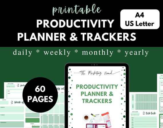 Productivity Planner Sage Printable Daily Weekly | Etsy