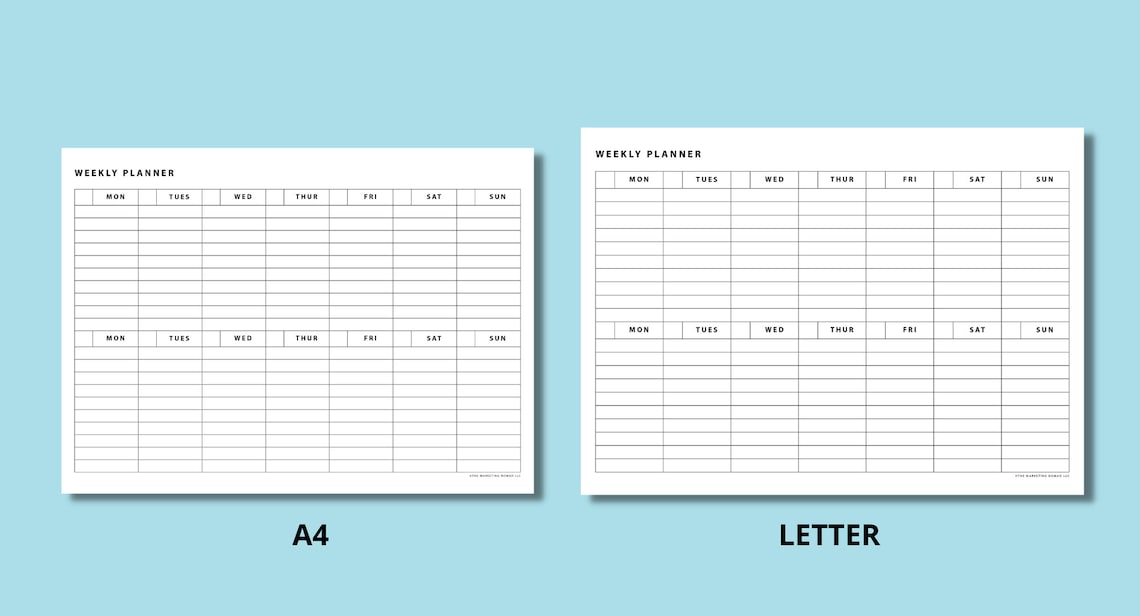 Two Week Planner, Printable, Fillable, Lined, Double Rowed, Mon/sun ...