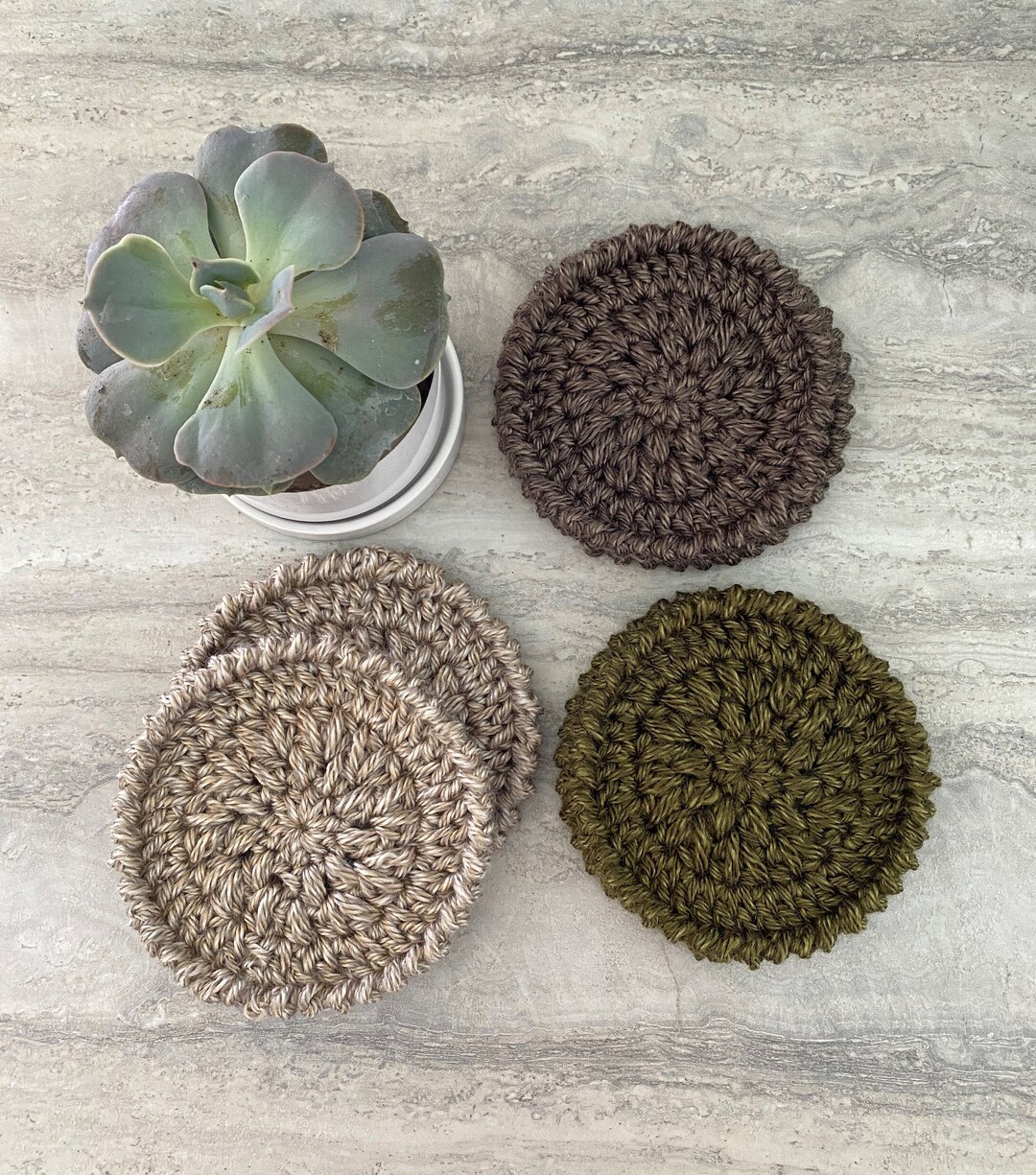 Rustic Coasters, Crochet Coasters - Set of 2,4,6 - Etsy