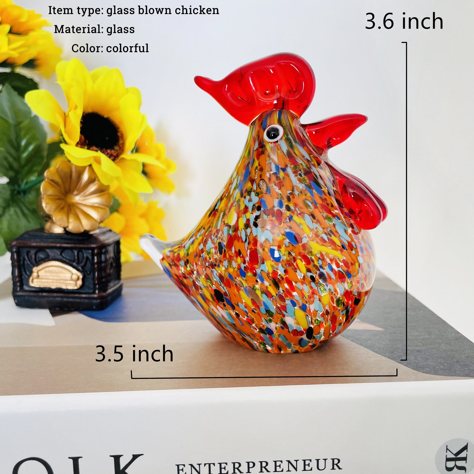 Hand Blown Glass Chicken Sculpture Handmade Art Glass | Etsy