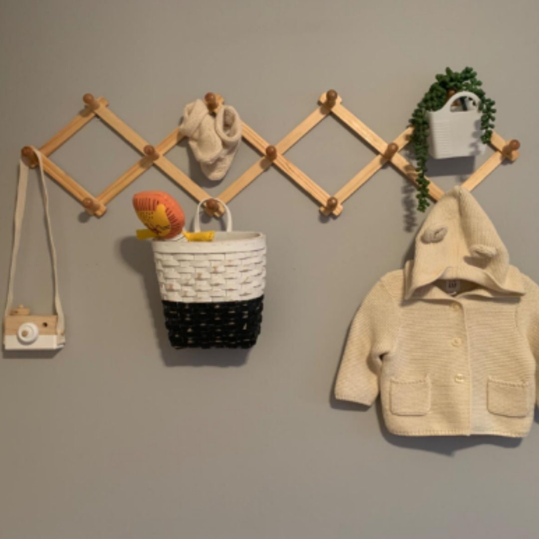 Wooden According Peg Rack, Expandable Peg Hook Rack, Expandable Peg ...