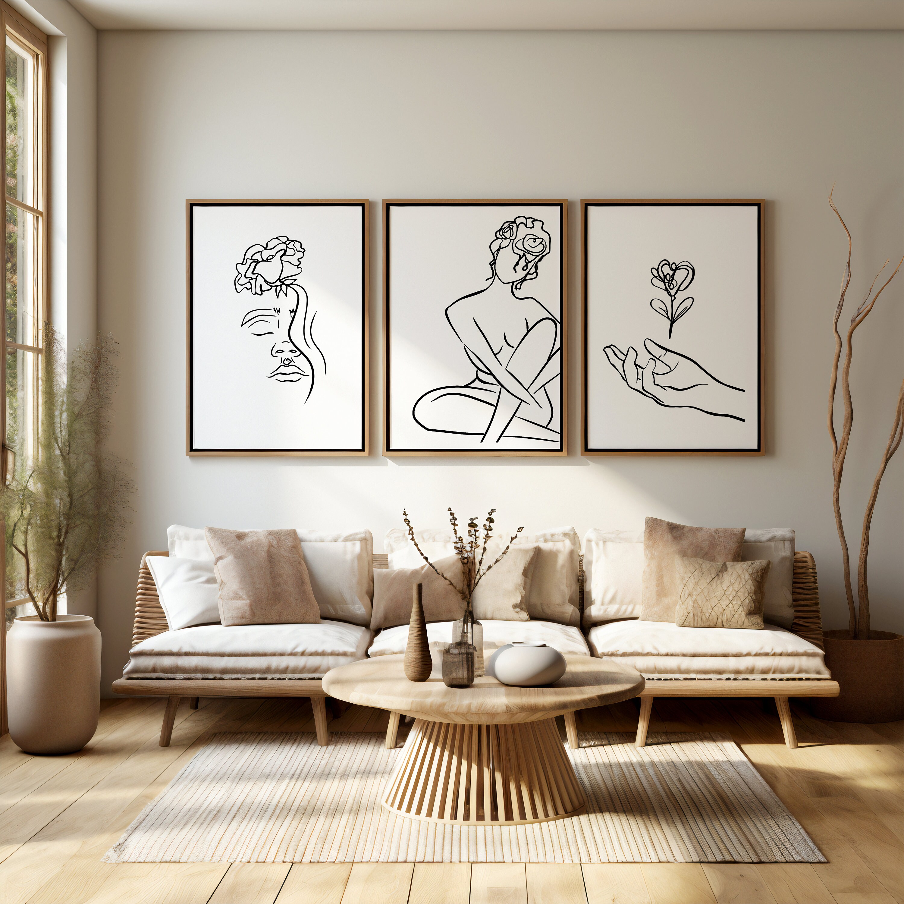Women Line Art Print Set of 3, One Line Art, Tableau Visage Abstrait ...