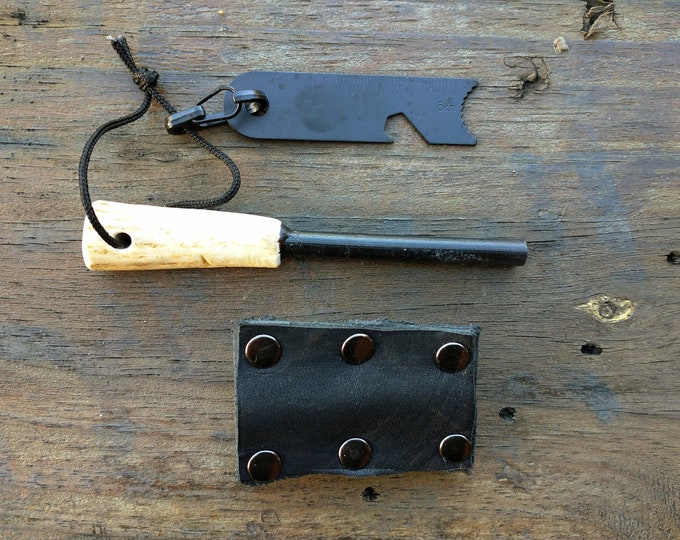 5/16 Ferro Rod, With Deer Antler Handle, Heavy Duty Striker, Paracord ...