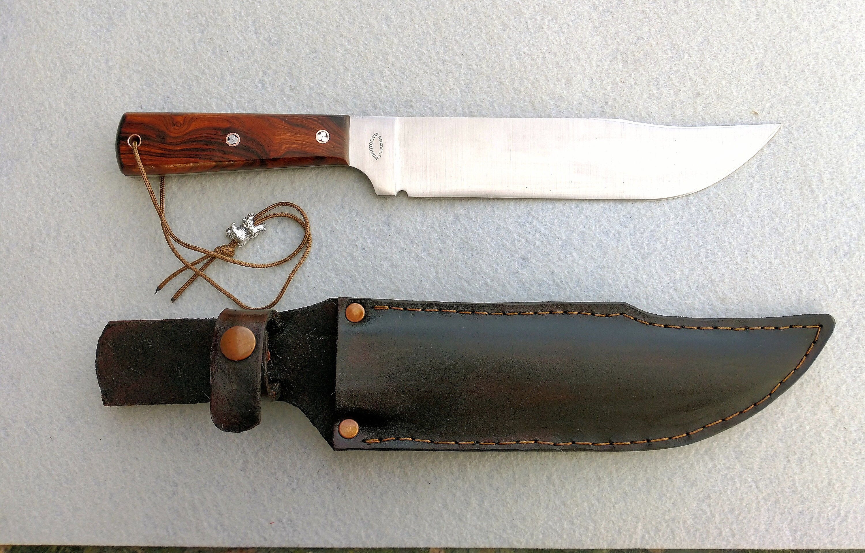 100% handmade Beartooth Bowie knife, 12-7/8 overall, full tang, exotic ...