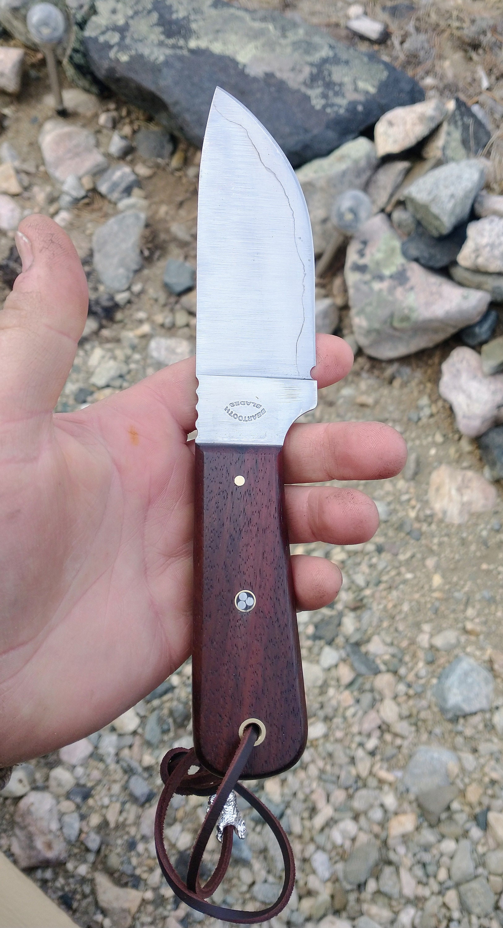 100% handmade drop point knife, 9 overall, exotic rosewood handle ...
