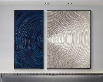 Navy Silver Wall Art - Etsy