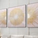 Set of 3 Gold Shiny Abstract Art Heavy Texture Pink Abstract Painting ...
