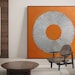 Modern Orange Abstract Silver Ring Framed Wall Art Hand Painted ...