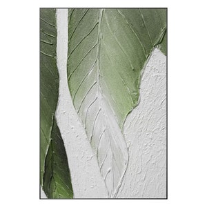 3D Textured Green Leaf Painting: Large Abstract Tropical Wall Art - Etsy