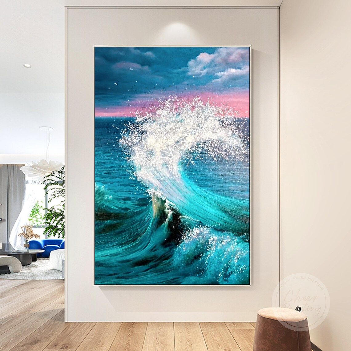 Impressionist Turquoise Blue Sea Wave Abstract | Etsy