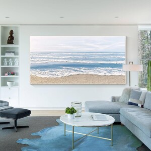 Large Sea Wave Painting Gray Blue,light Blue Seascape Painting,coastal ...