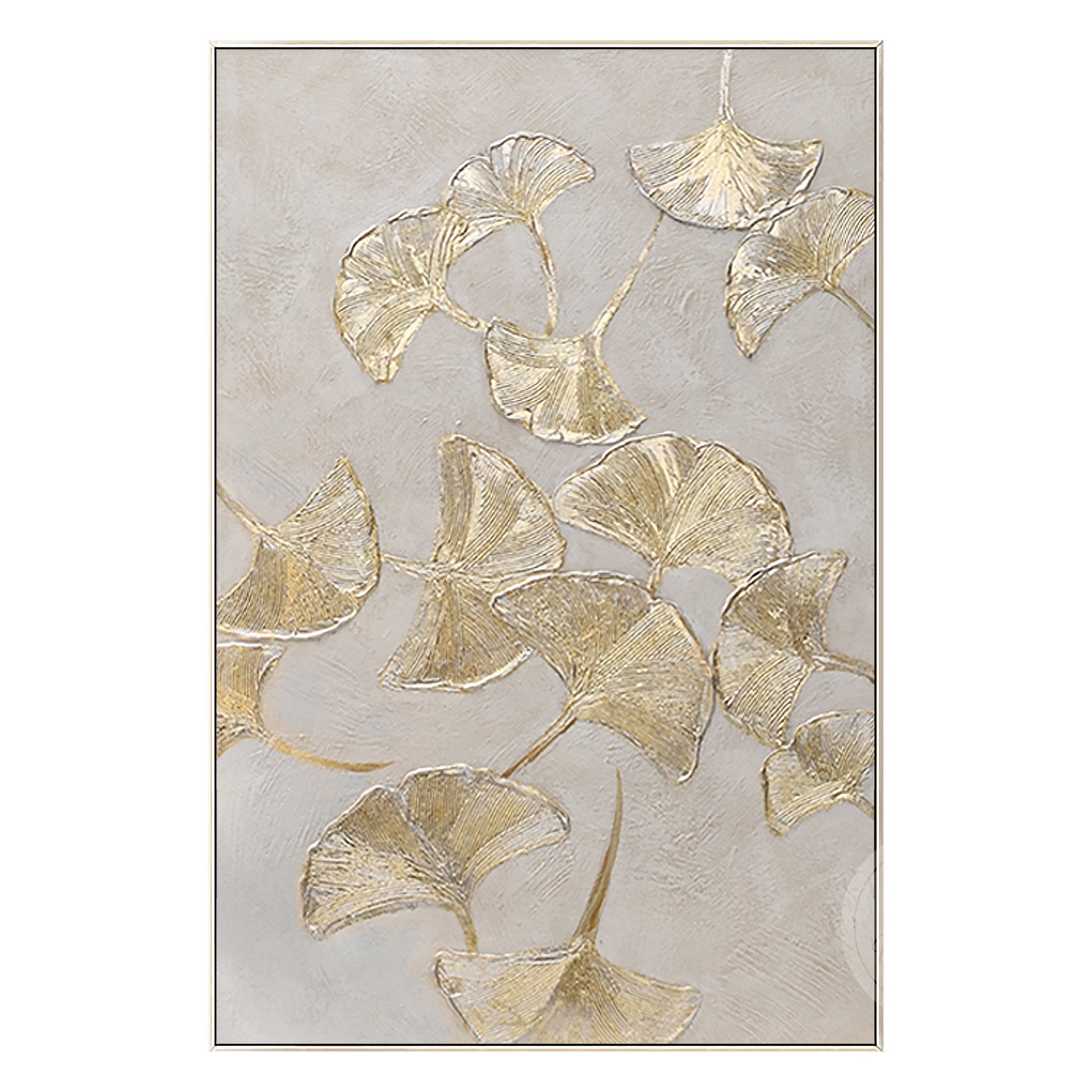 Gold Ginkgo Leaf Painting, Minimalist Abstract Wall Art, Framed Gold ...