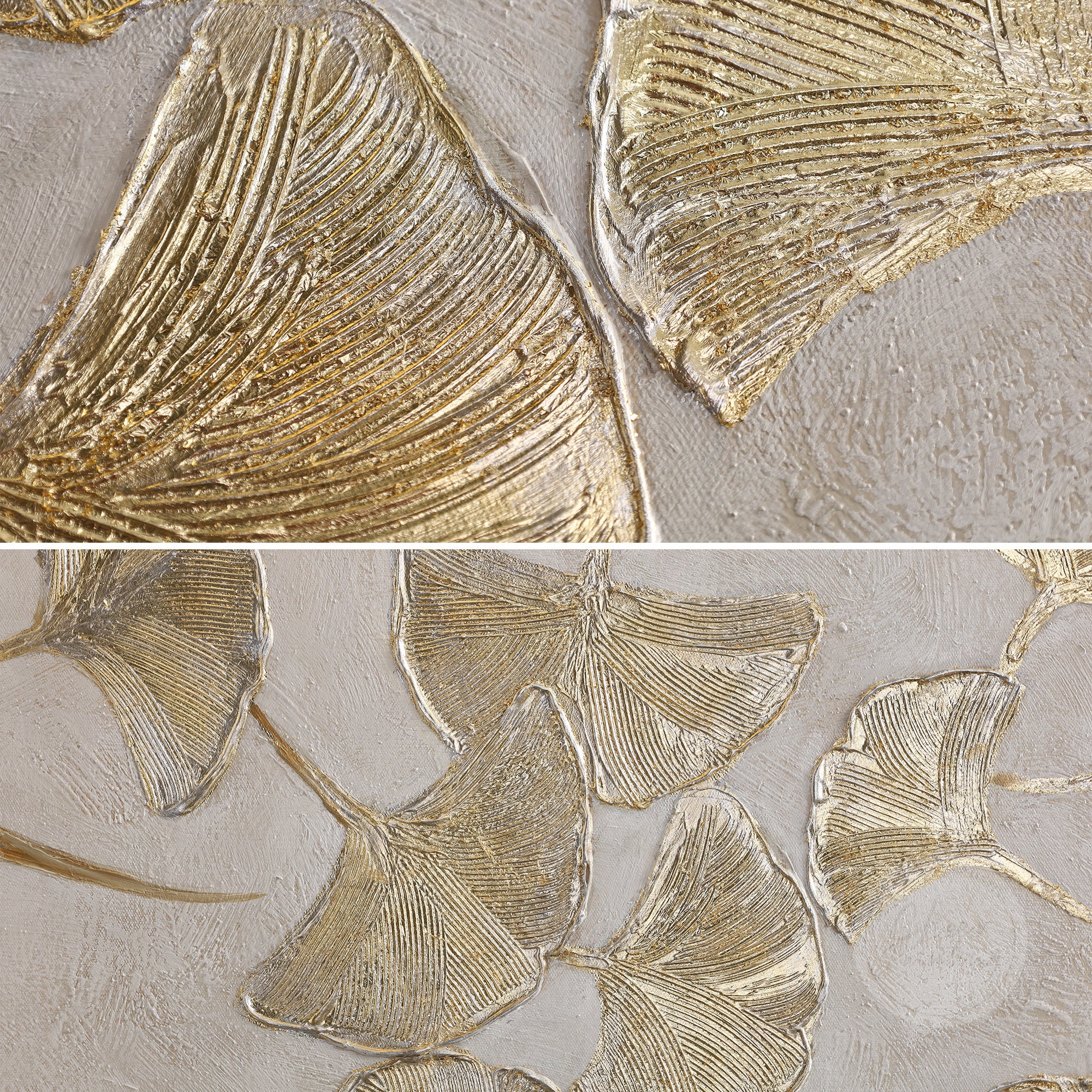 Gold Ginkgo Leaf Painting, Minimalist Abstract Wall Art, Framed Gold ...