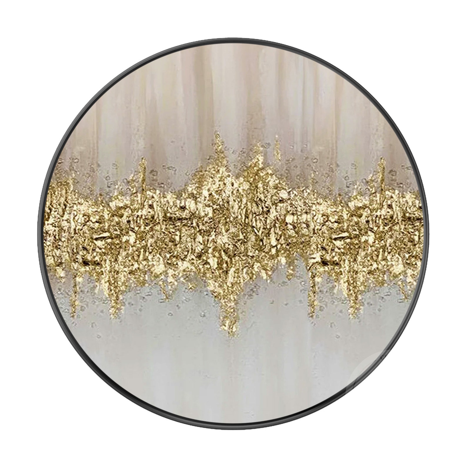 Gold Abstract Round Painting Fancy Wall Art Pink Beige - Etsy