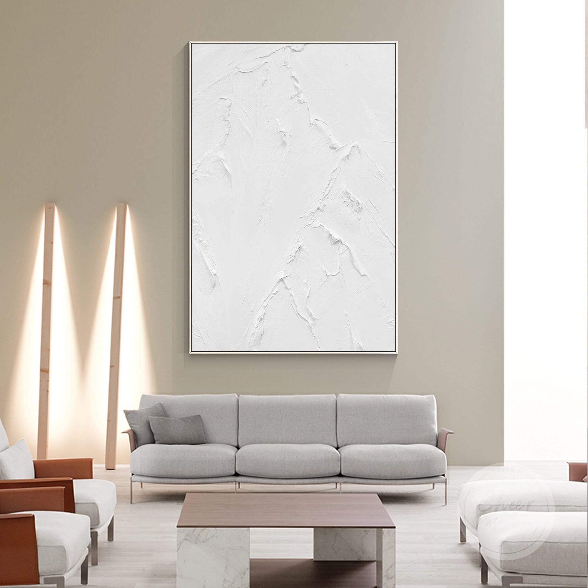 Heavy Texture Whole White Minimalist Acrylic Painting on - Etsy