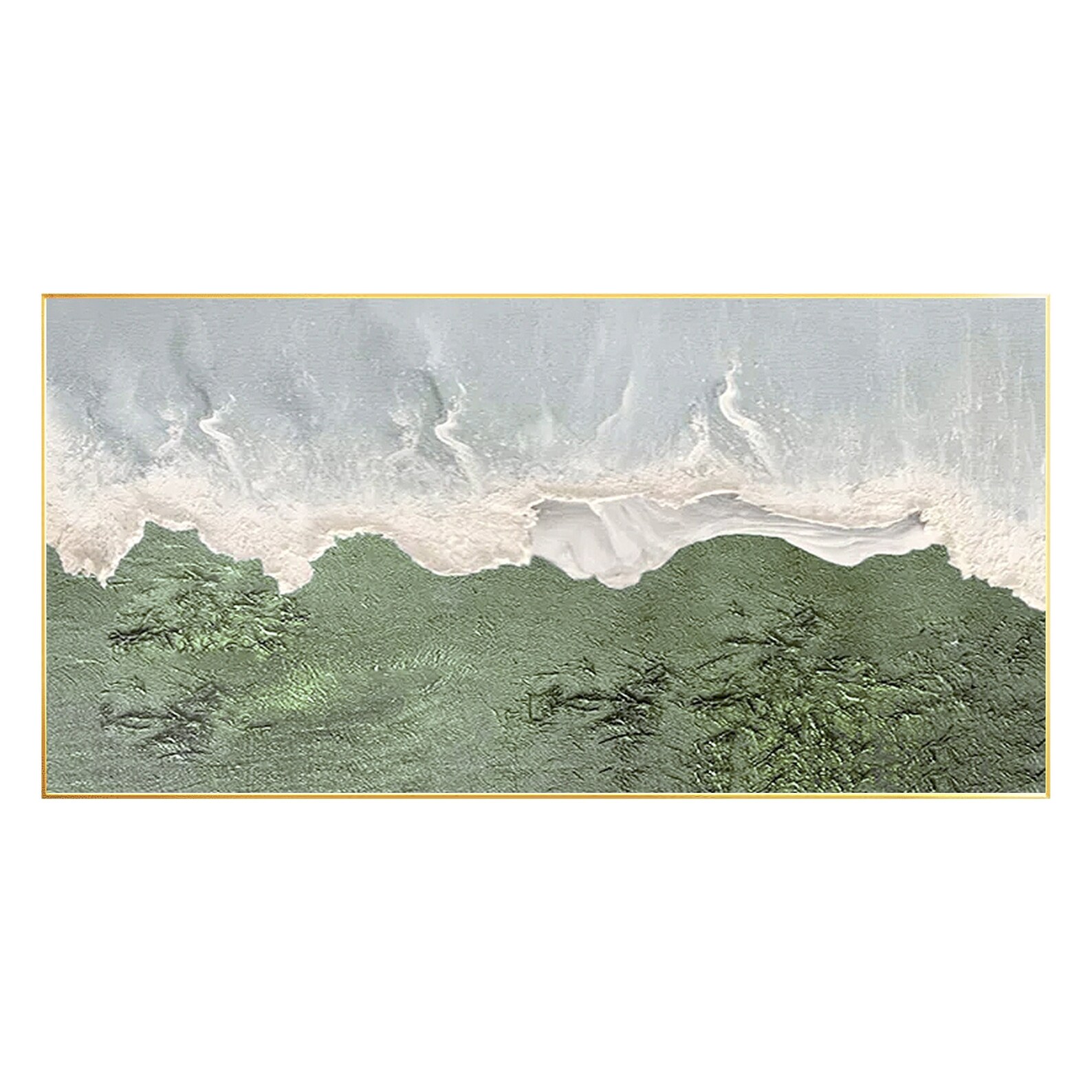 Sage Green Beach Painting Textured Art Light Blue Sea - Etsy