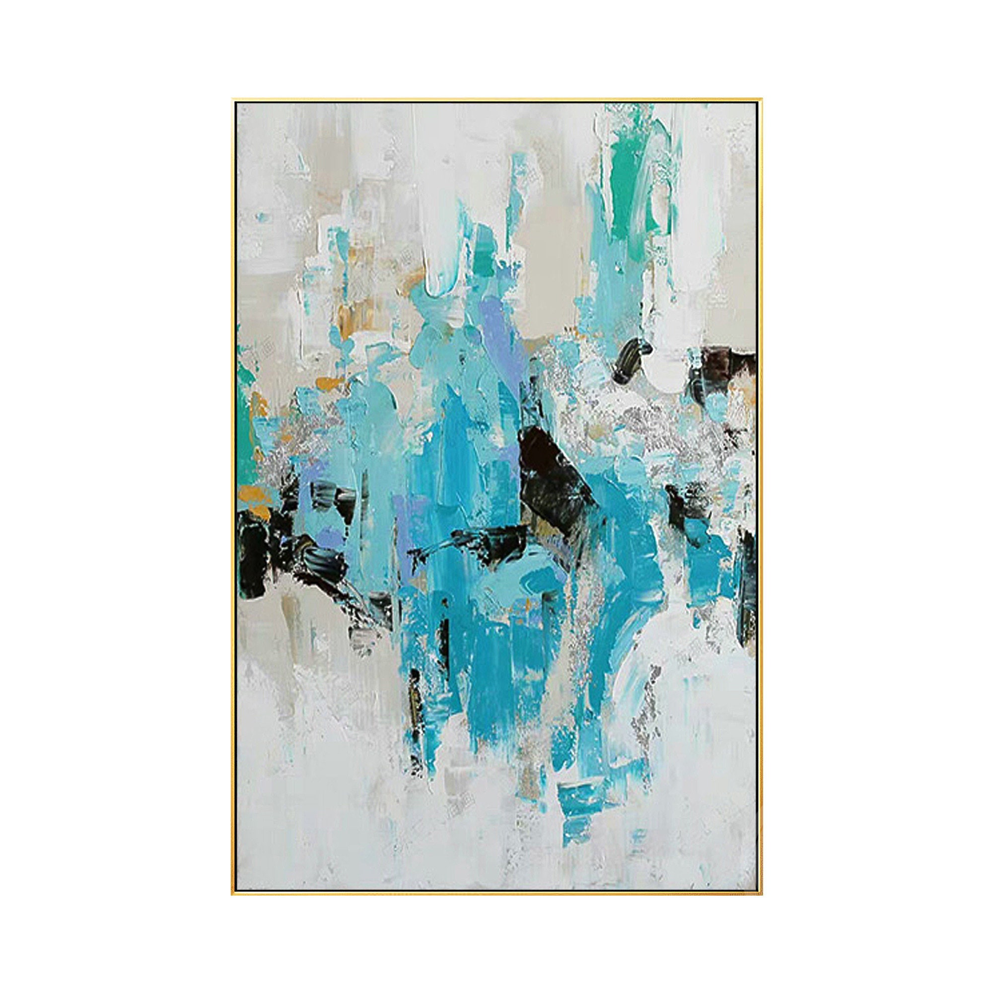 Abstract Expressionist Painting Sky Blue Black Wall Art - Etsy