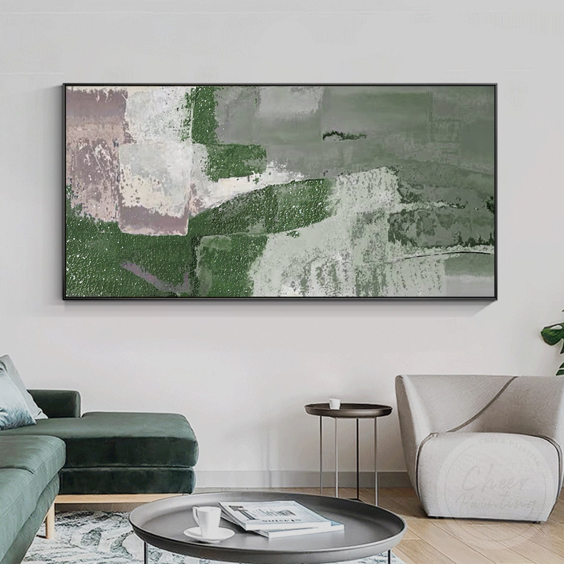 Hunter Green Abstract Painting Textured Art Sea Green Brown - Etsy
