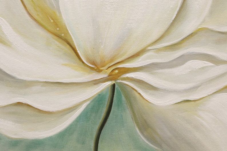 Set of 3 Beige Green Abstract Flower Painting Original Gold - Etsy