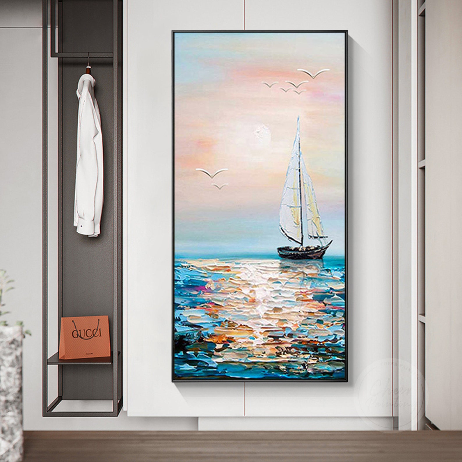Sailboat Abstract Artoriginal Sunset Seascape - Etsy