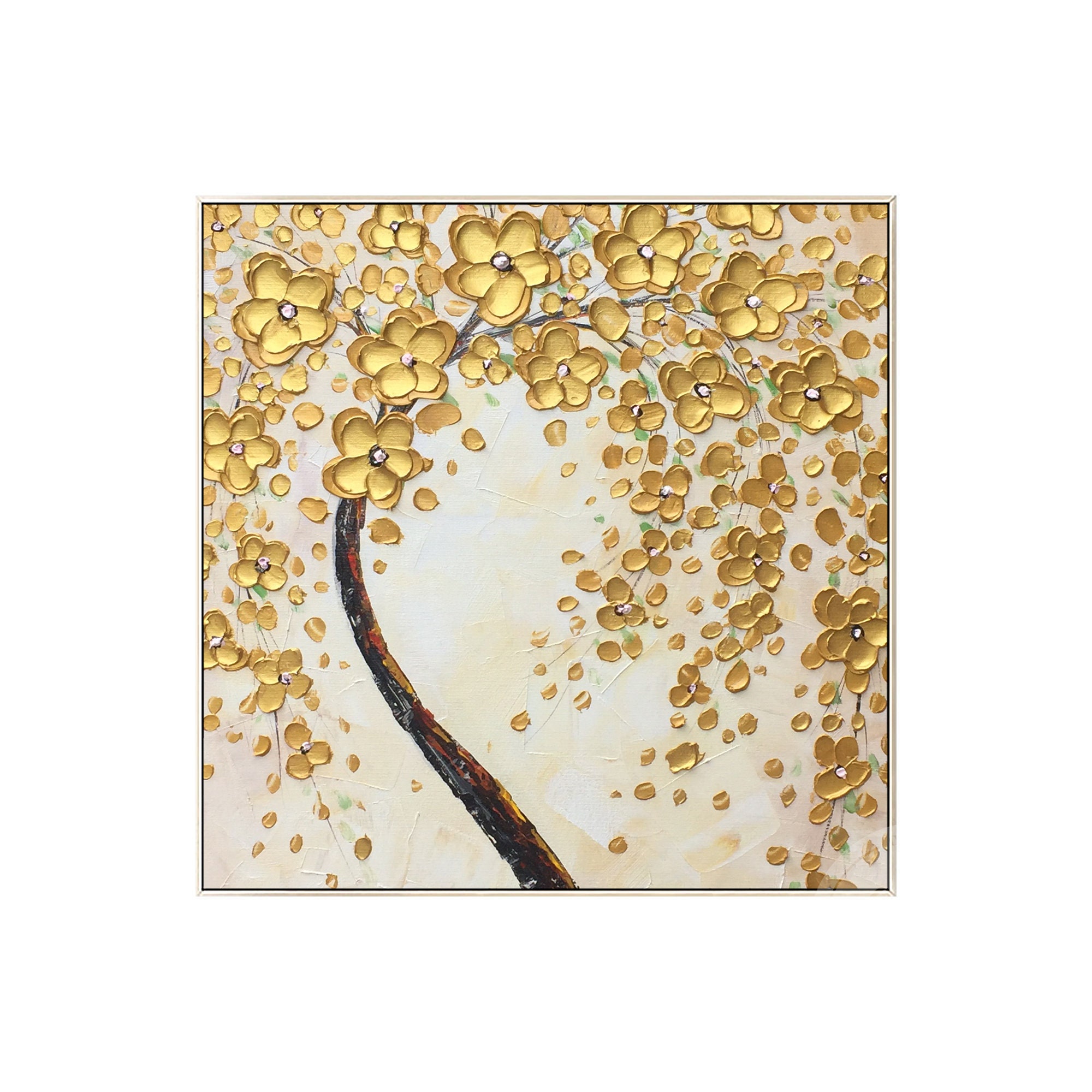 Golden Flower Tree Pianting3d Texture Abstract - Etsy