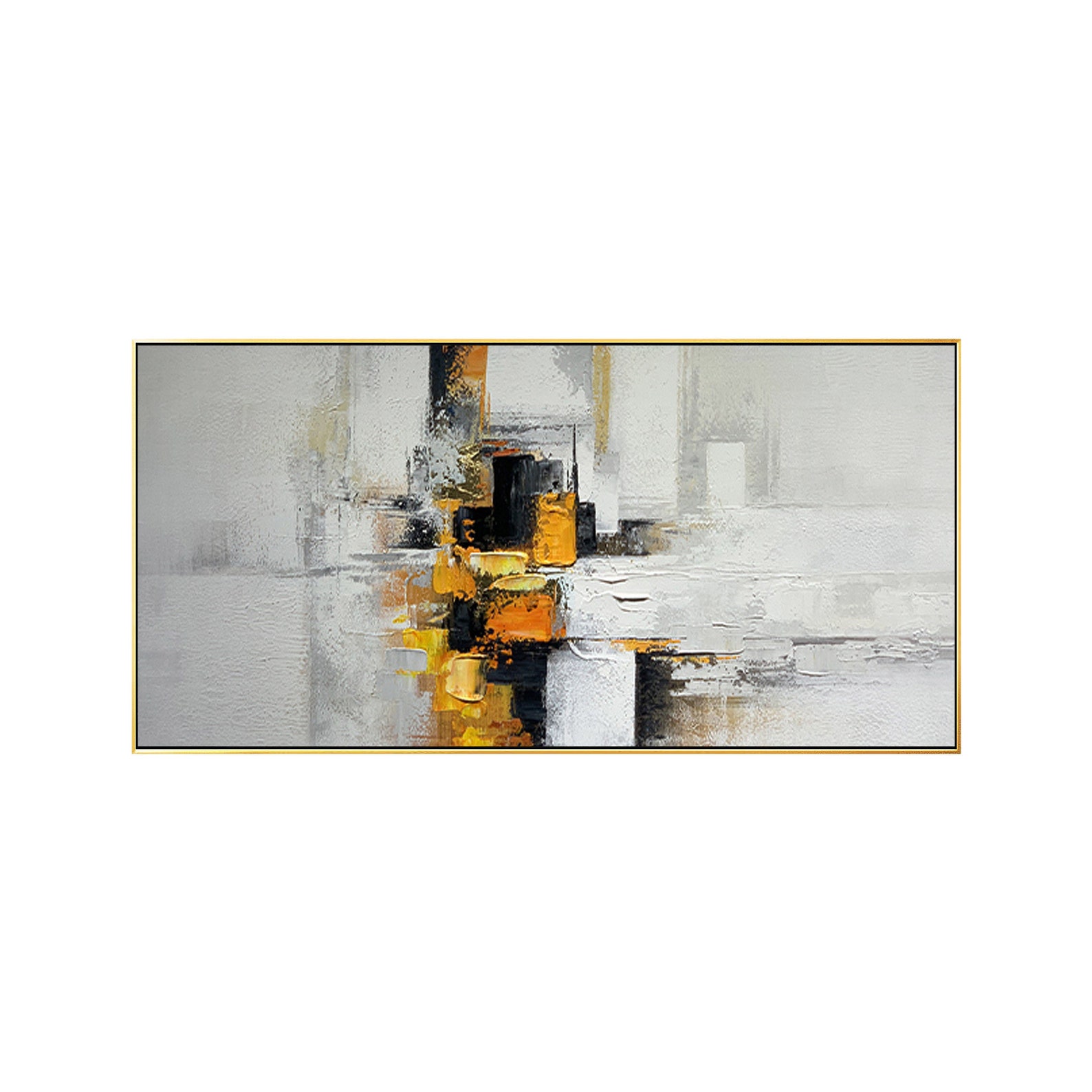 Modern Abstract Art Gold Original Painting Black Framed Wall - Etsy